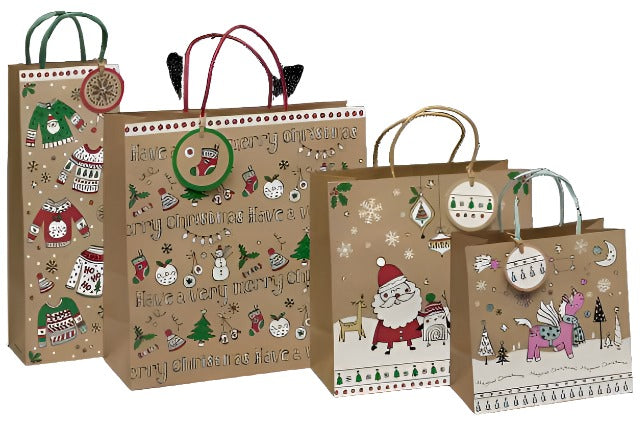Uniqueco FSCM* Christmas Doodles Kraft Gift Bags (select size) – The ...